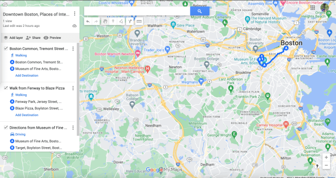 Google Mapping Boston Destinations – On A Mission